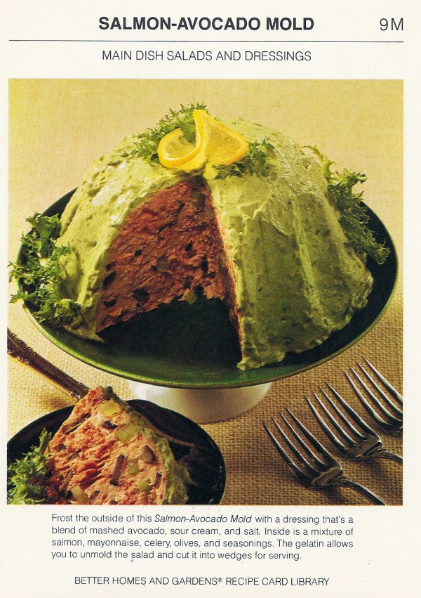 Salmon-Avocado Mold | Vintage Recipe Cards