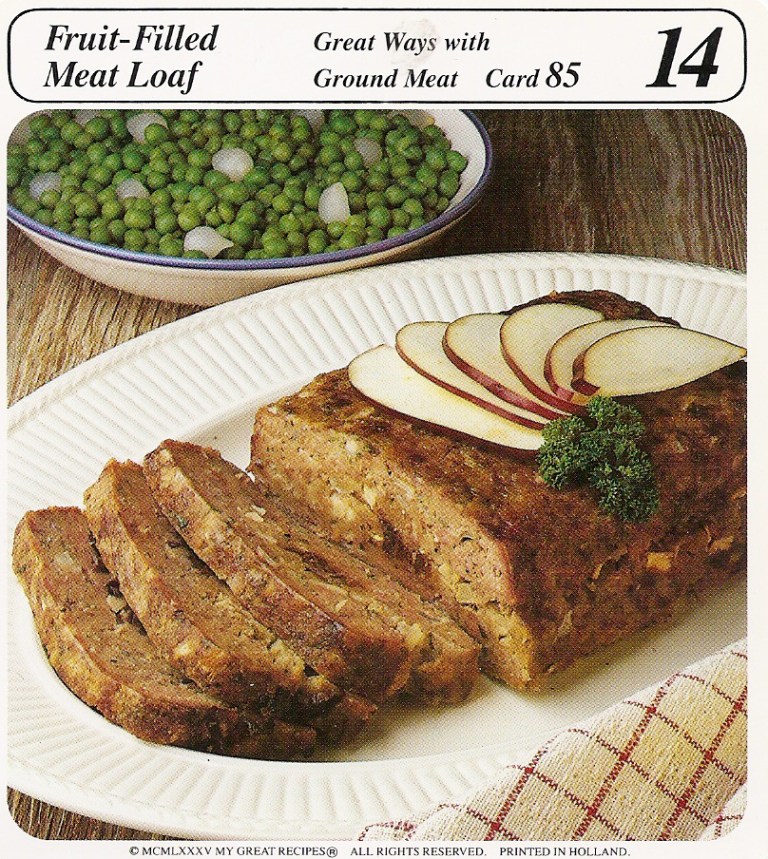 Fruit-Filled Meat Loaf | Vintage Recipe Cards
