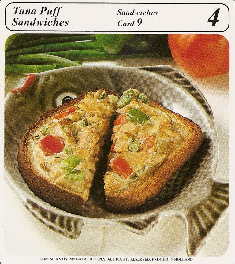 Tuna Puff Sandwiches | Vintage Recipe Cards