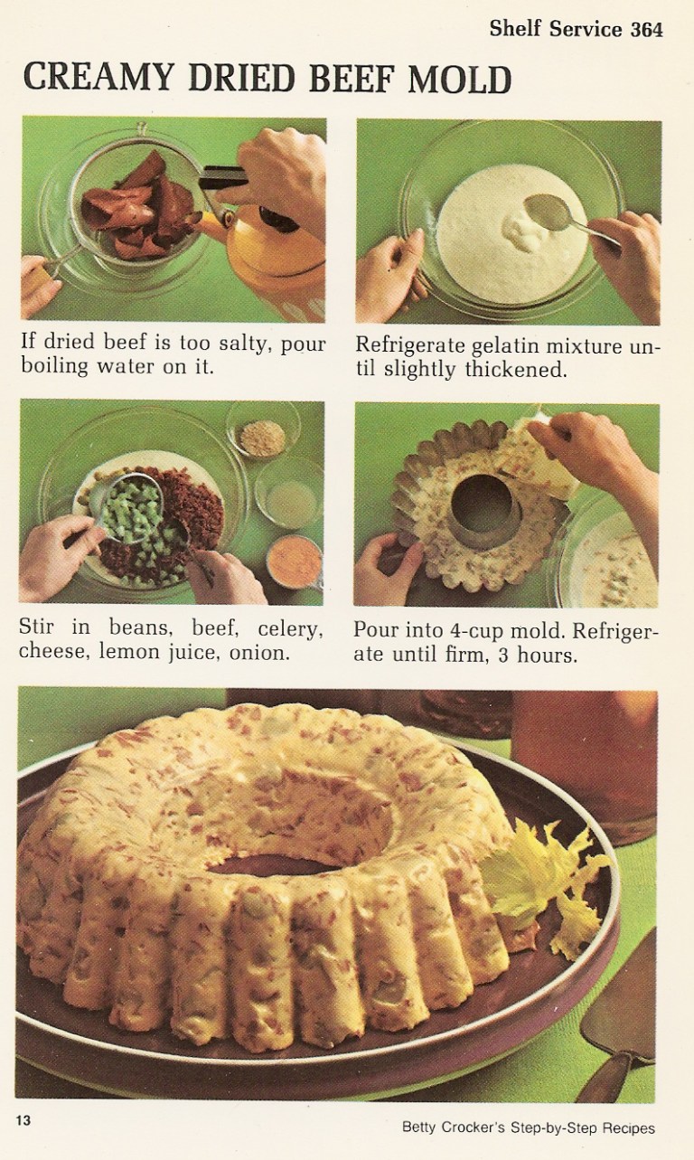 Creamy Dried Beef Mold | Vintage Recipe Cards