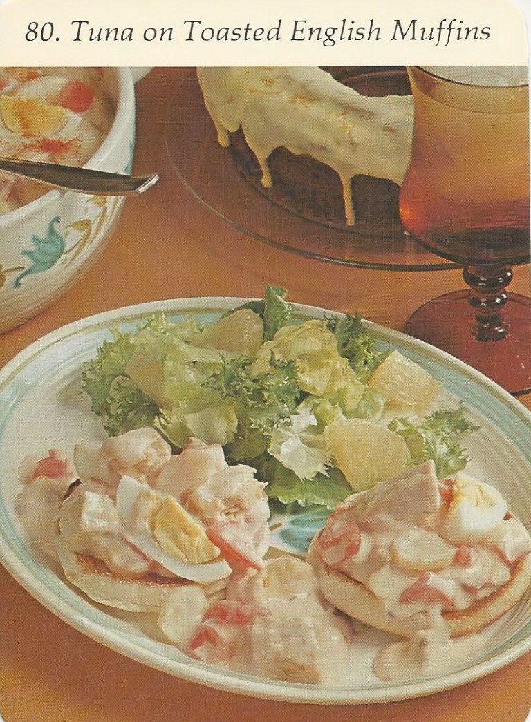 Tuna on Toasted English Muffins | Vintage Recipe Cards