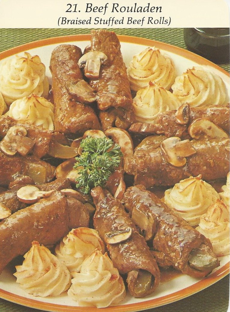 Beef Rouladen (Braised Stuffed Beef Rolls) | Vintage Recipe Cards
