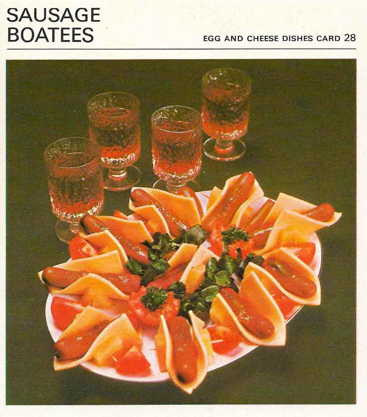 Sausage Boatees | Vintage Recipe Cards